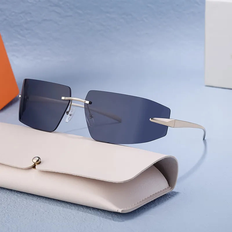 Luxury Rimless Rectangular Sunglasses – Trendha