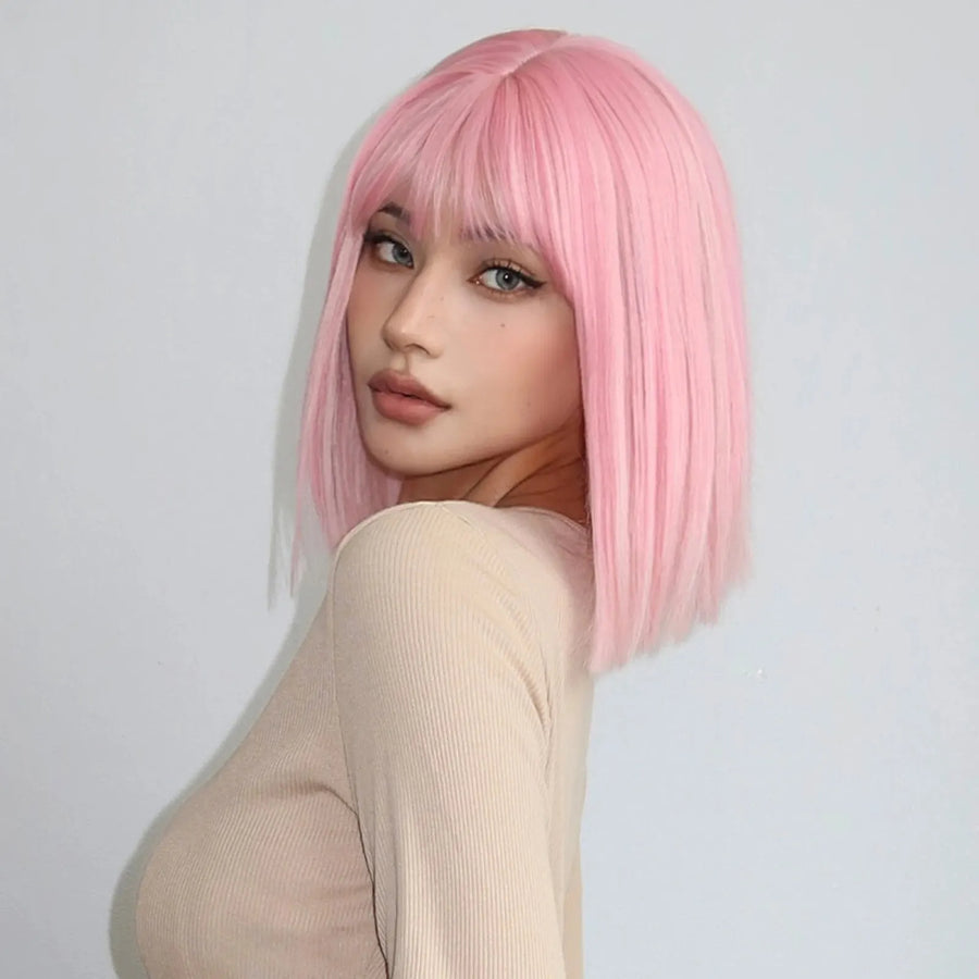 Qi Bangs Bobhaircut Bobo Short Straight Hair Festival High Temperature ...