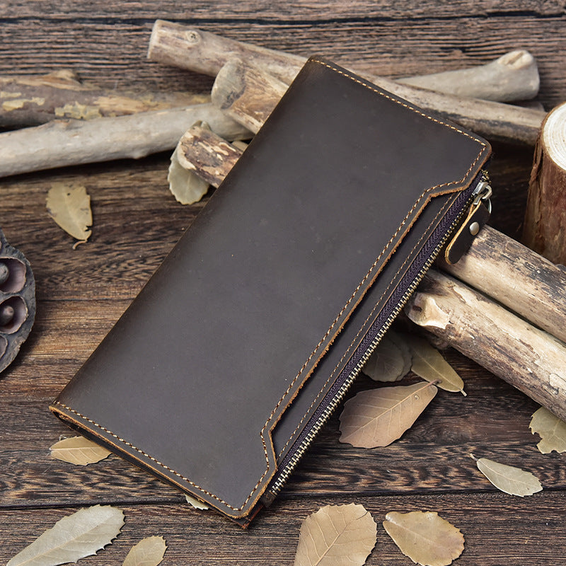Men's Long Retro Crazy Horse Belt Buckle Wallet – Trendha