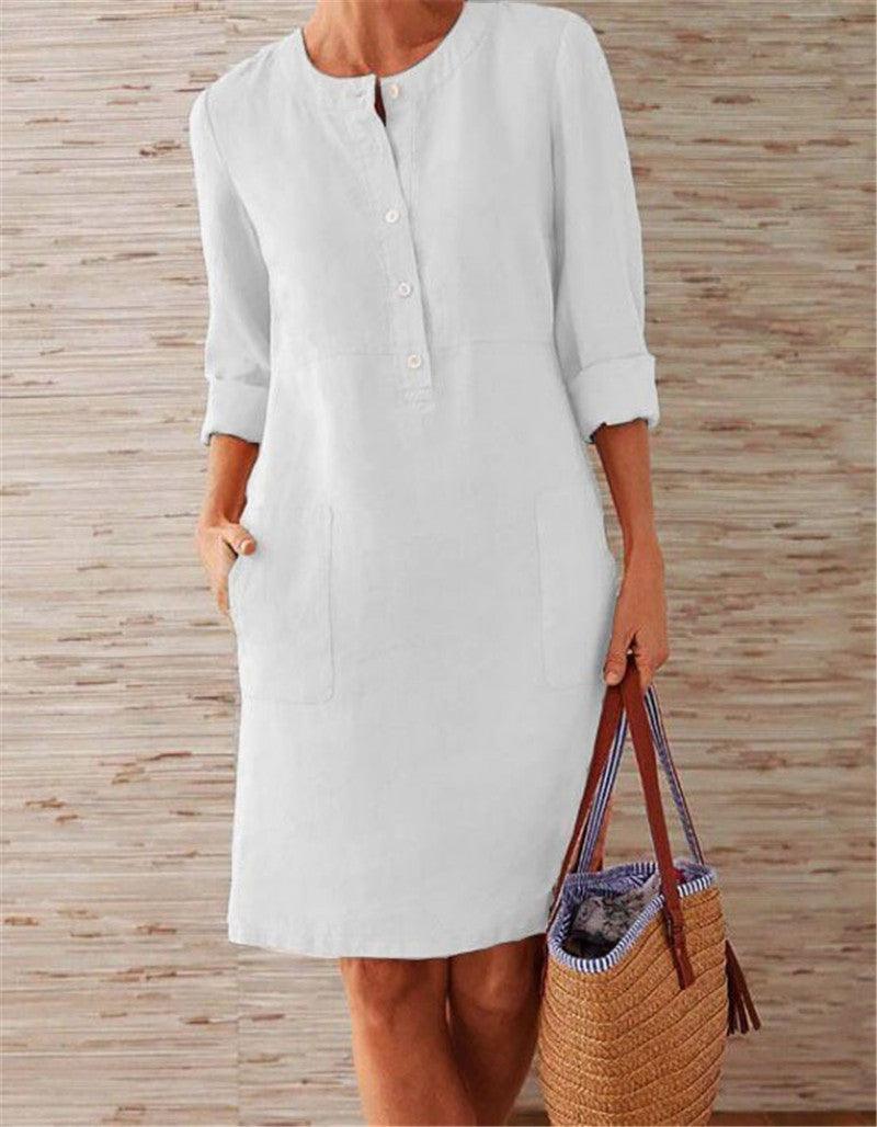 Flowy Cotton Linen Dress - Perfect for Comfortable Summer Wear – Trendha